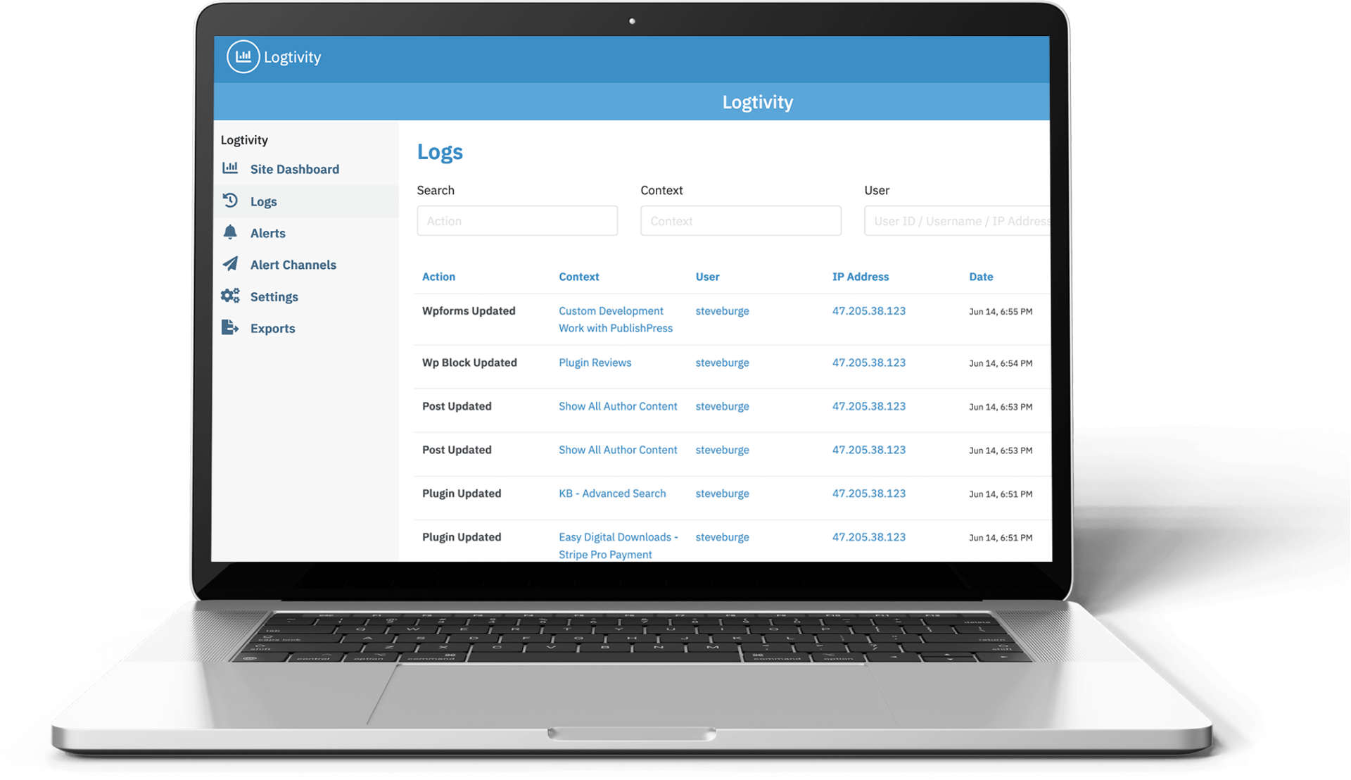 Logtivity is the monitoring service for WordPress administrators