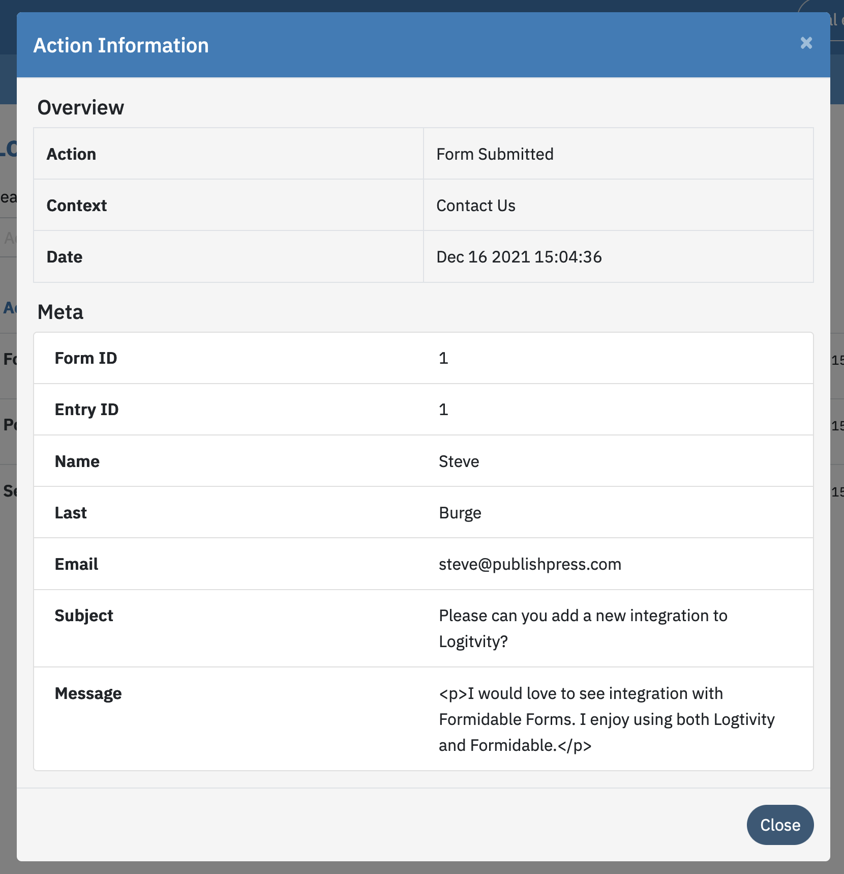 Logtivity Now Integrates With Formidable Forms - Logtivity