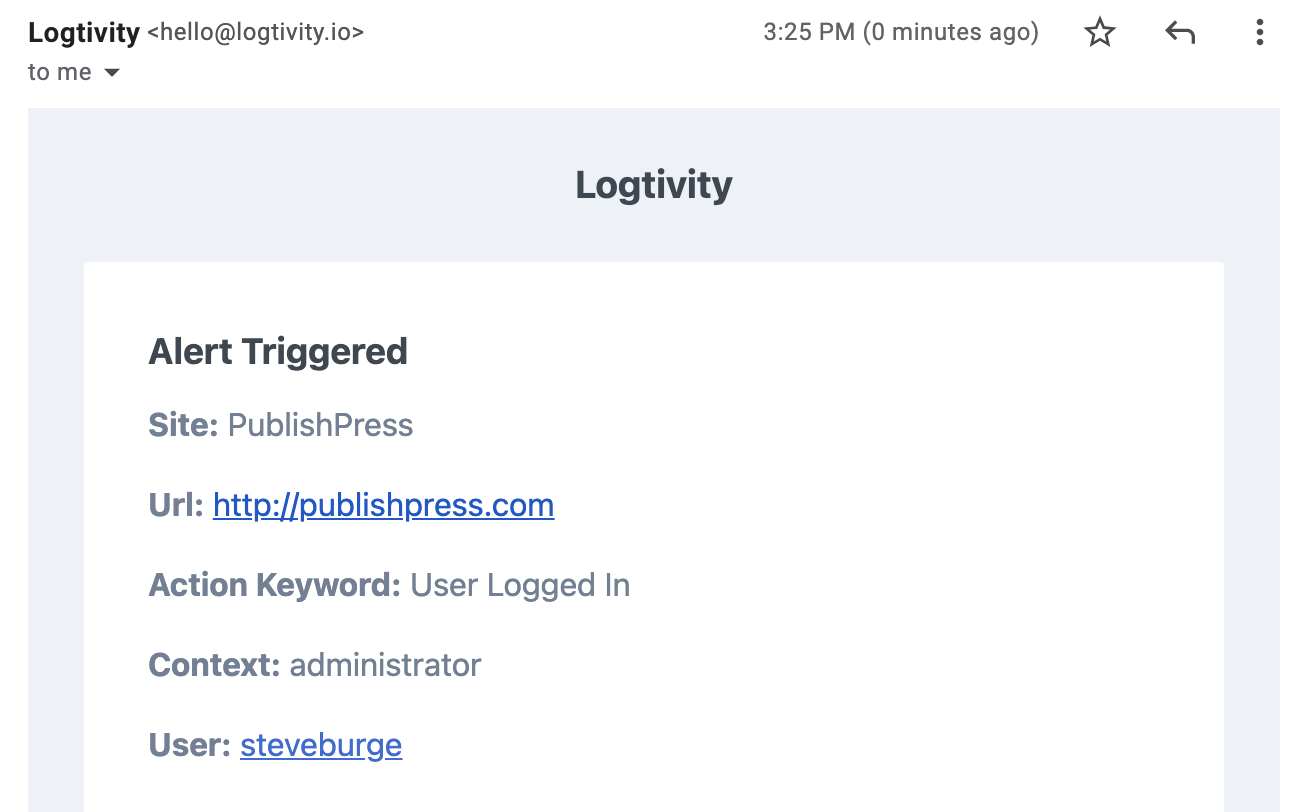 Logtivity Notifications Now Provide Much More Information - Logtivity