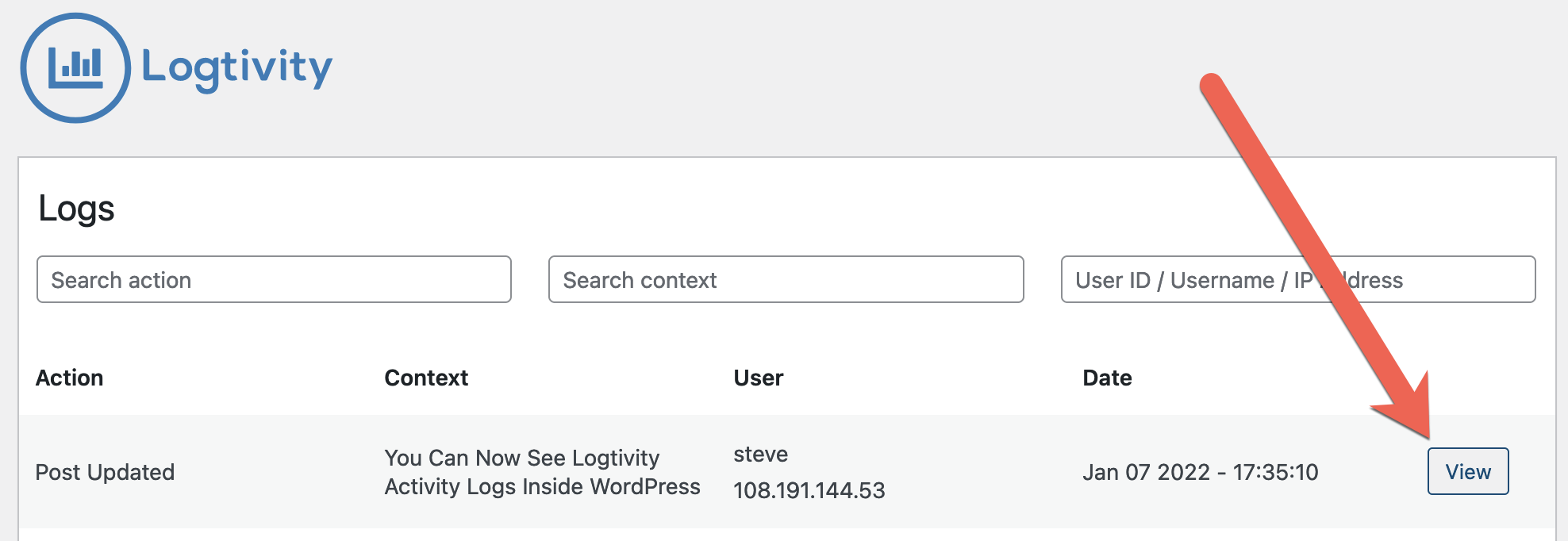 You Can Now See Logtivity Activity Logs Inside WordPress - Logtivity