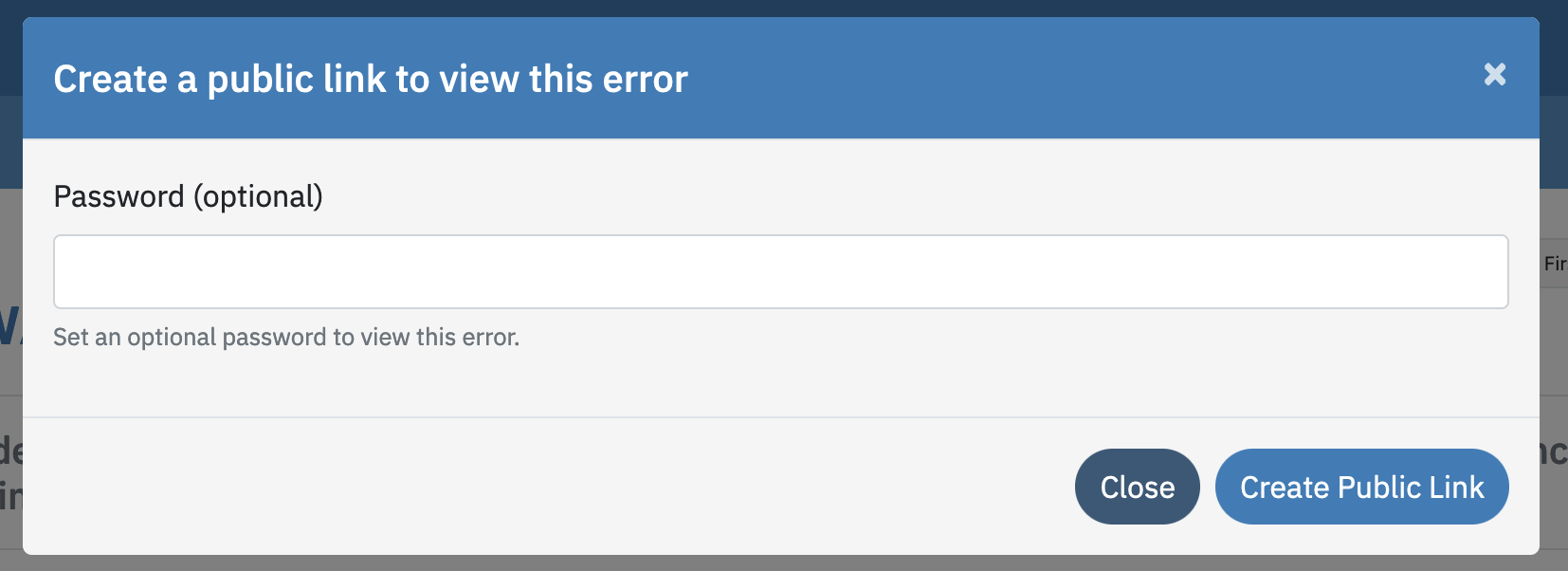 Public Links for Error Logs - Logtivity